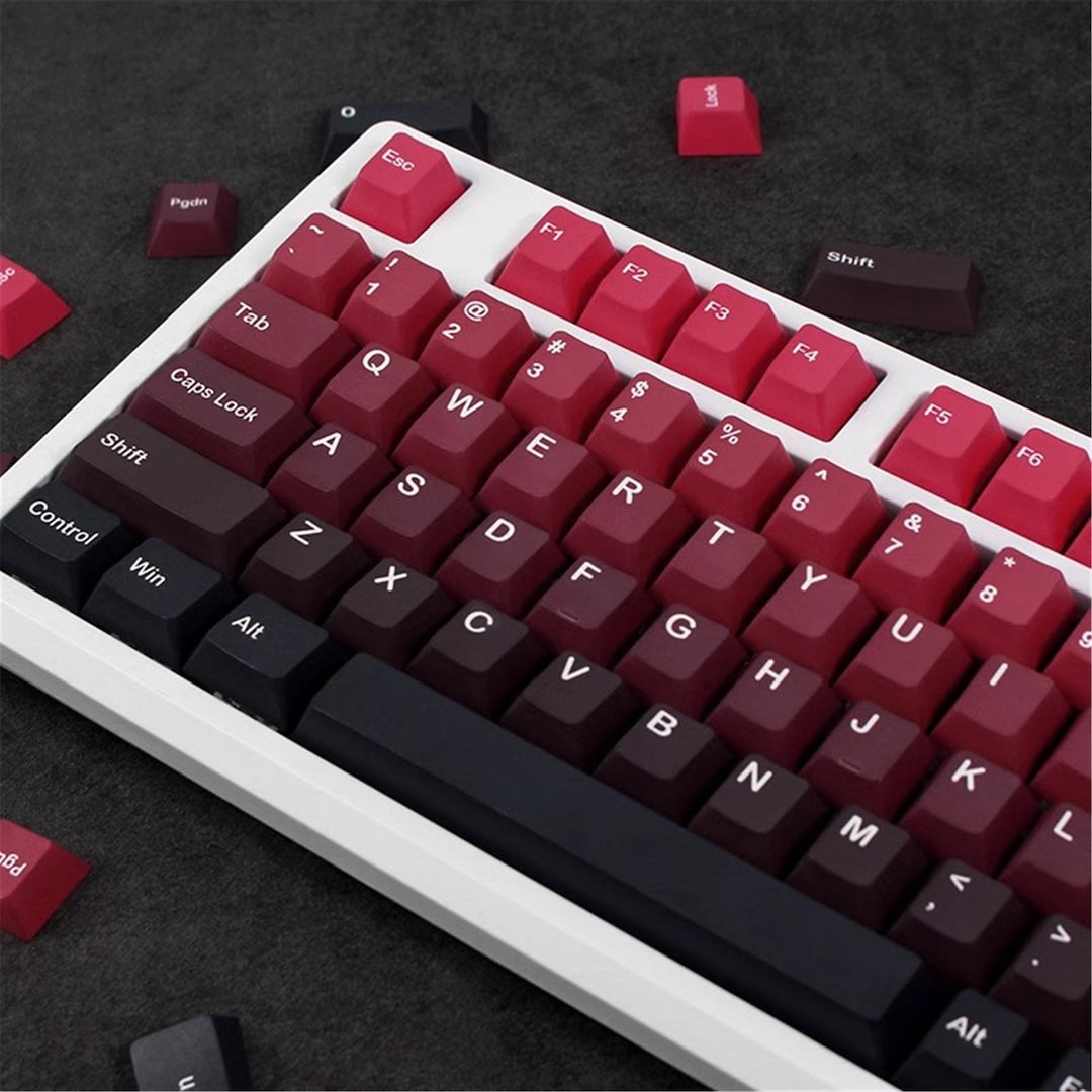 Gradient Black and Red Keycap Set-120pcs, PBT, Cherry MX Stem, Double ...