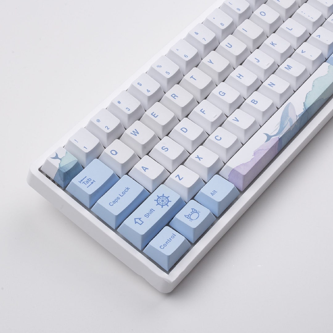 Whale Ocean Theme Key Caps Set Kawaii White Blue Cherry - Etsy