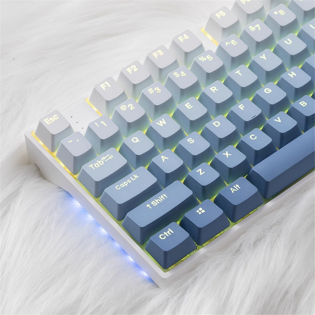 Dip Dyed Side Engraved Keycaps Set, Haze Blue Gradient Translucent ...