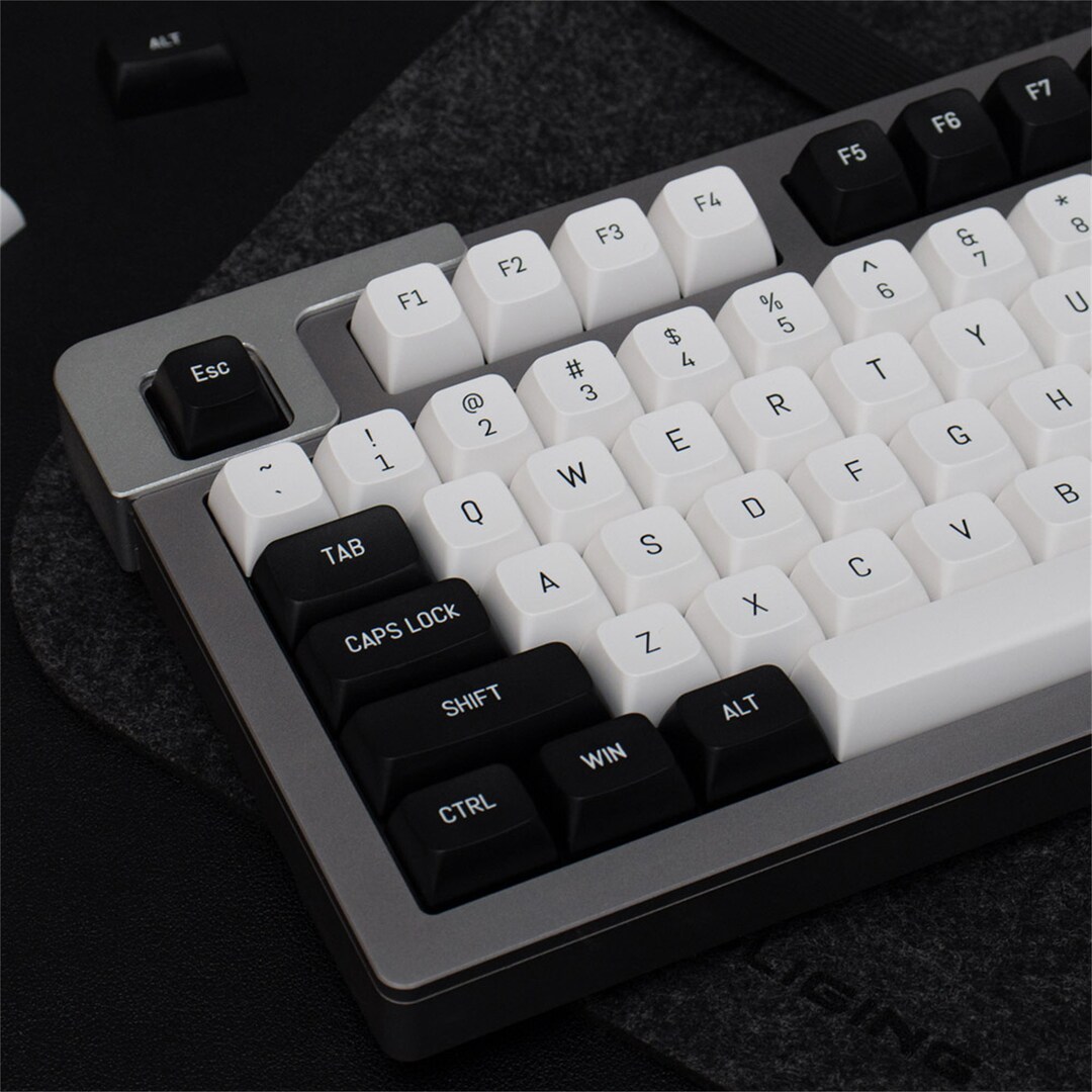 Black and White Keycaps-150 PCS, MSA Keycap Set, Minimalist Black ...