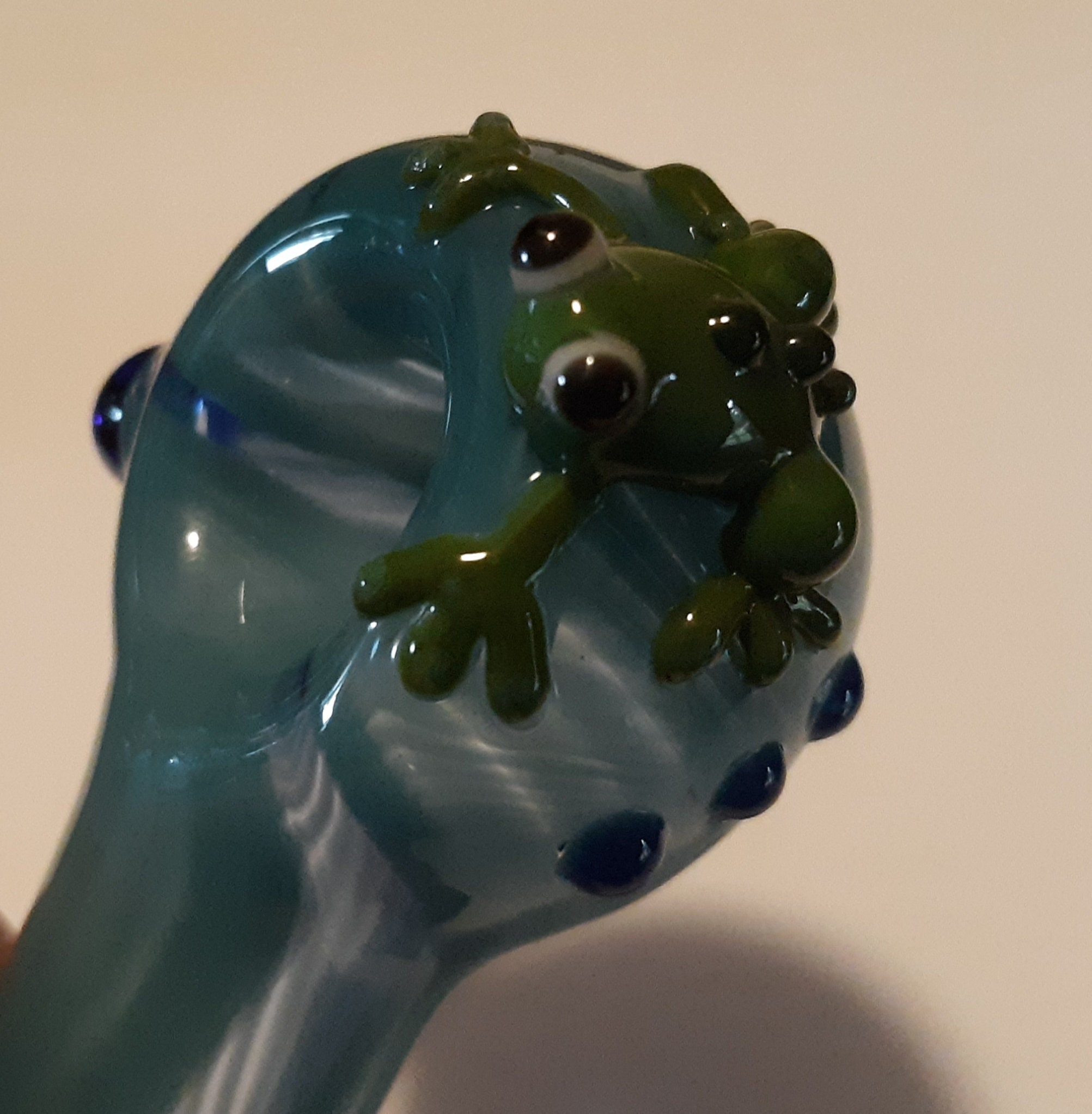 Green Frog on a Perfect Aqua Blue Smoking Bowl - Etsy