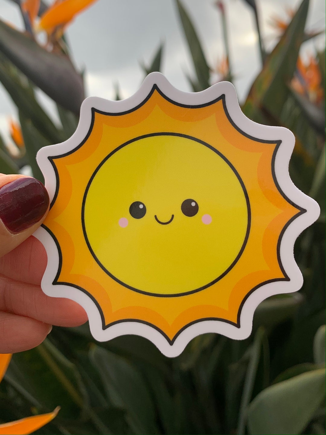 Sun Sticker | Glossy Vinyl Sticker | Kawaii Smiling Sun Sticker | Cute ...