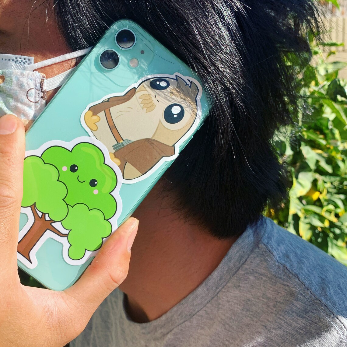 Tree Sticker Glossy Vinyl Sticker Kawaii Smiling Tree Sticker Cute Tree ...