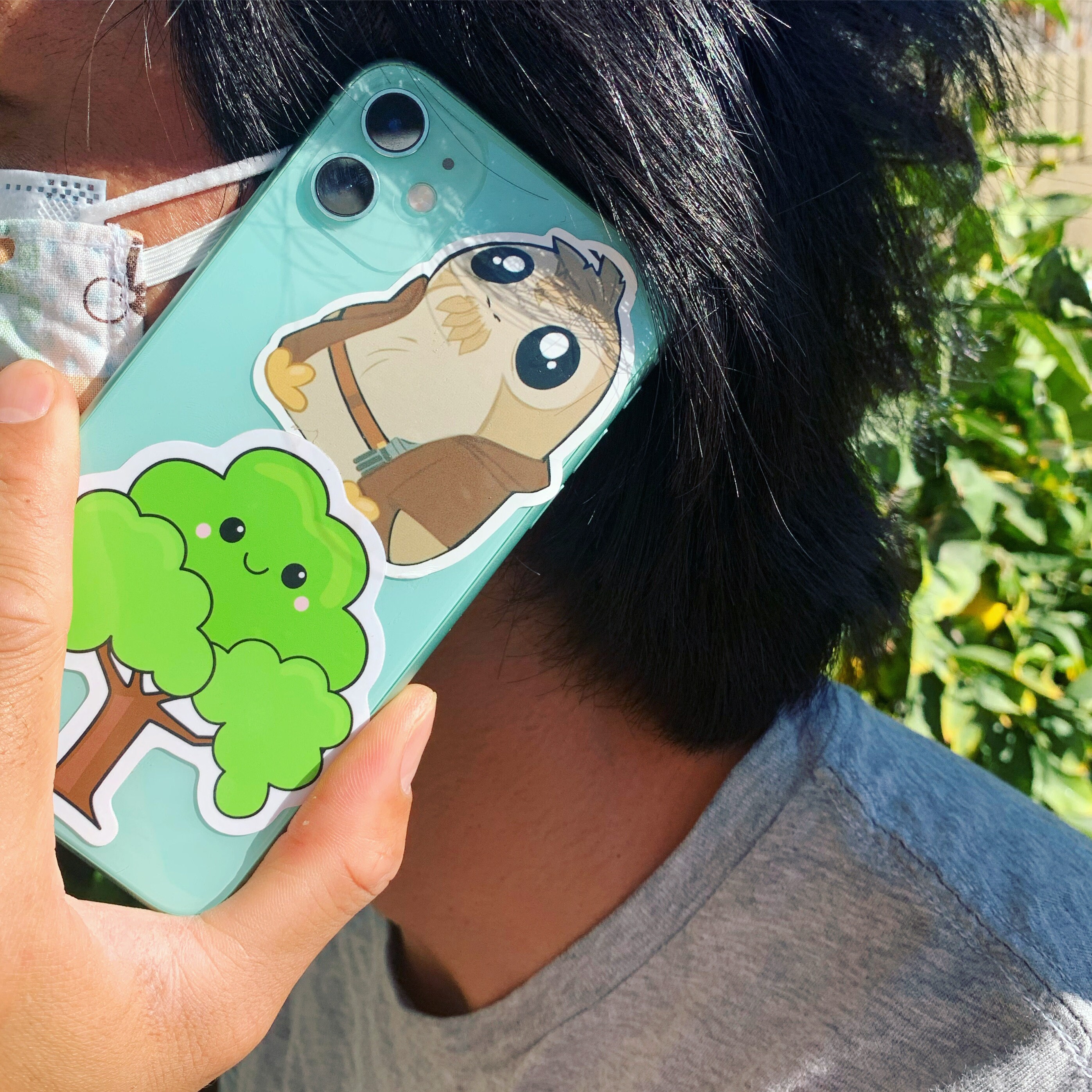 Tree Sticker Glossy Vinyl Sticker Kawaii Smiling Tree Sticker Cute Tree ...