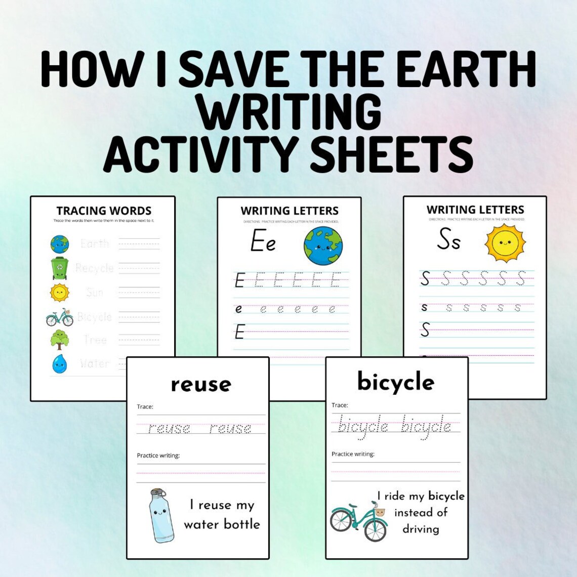 Environmental Themed Writing Activity Sheets - Earth Day - Practice ...