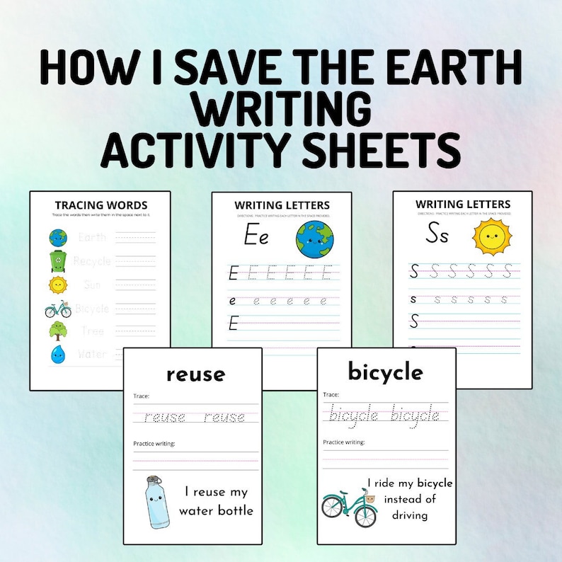Environmental Themed Writing Activity Sheets Earth Day Practice Writing ...