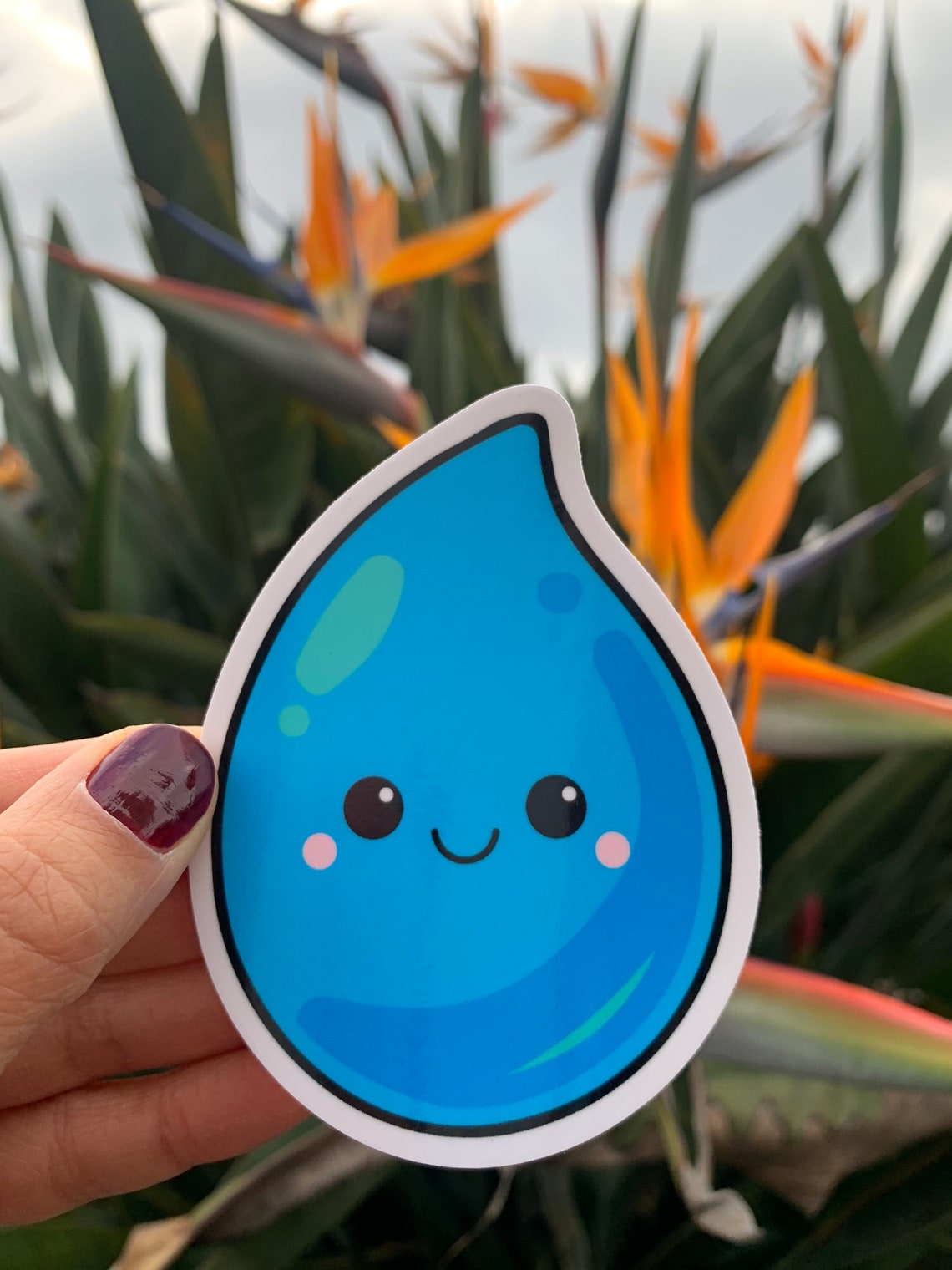 Water Drop Sticker | Glossy Vinyl Sticker | Kawaii Smiling Water ...