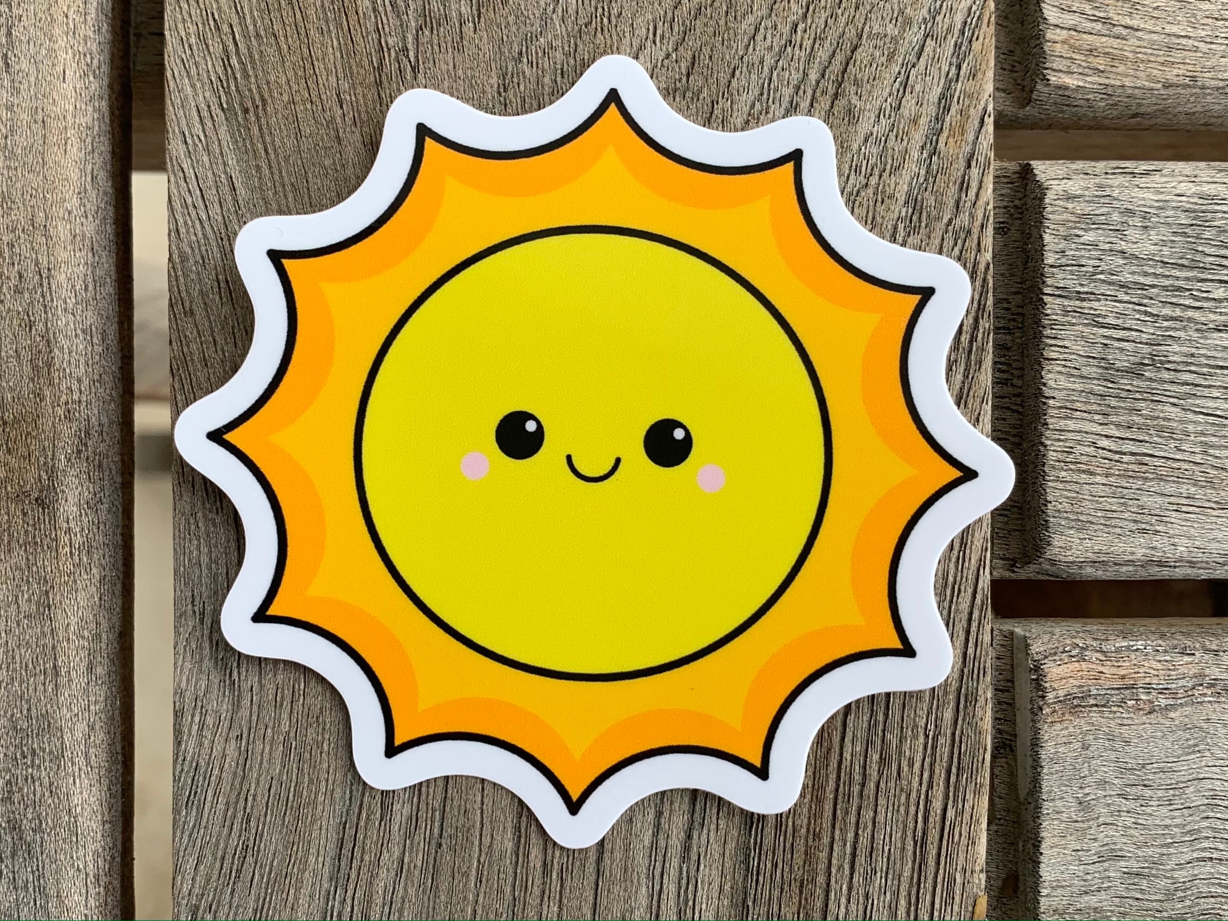 Sun Sticker | Glossy Vinyl Sticker | Kawaii Smiling Sun Sticker | Cute ...