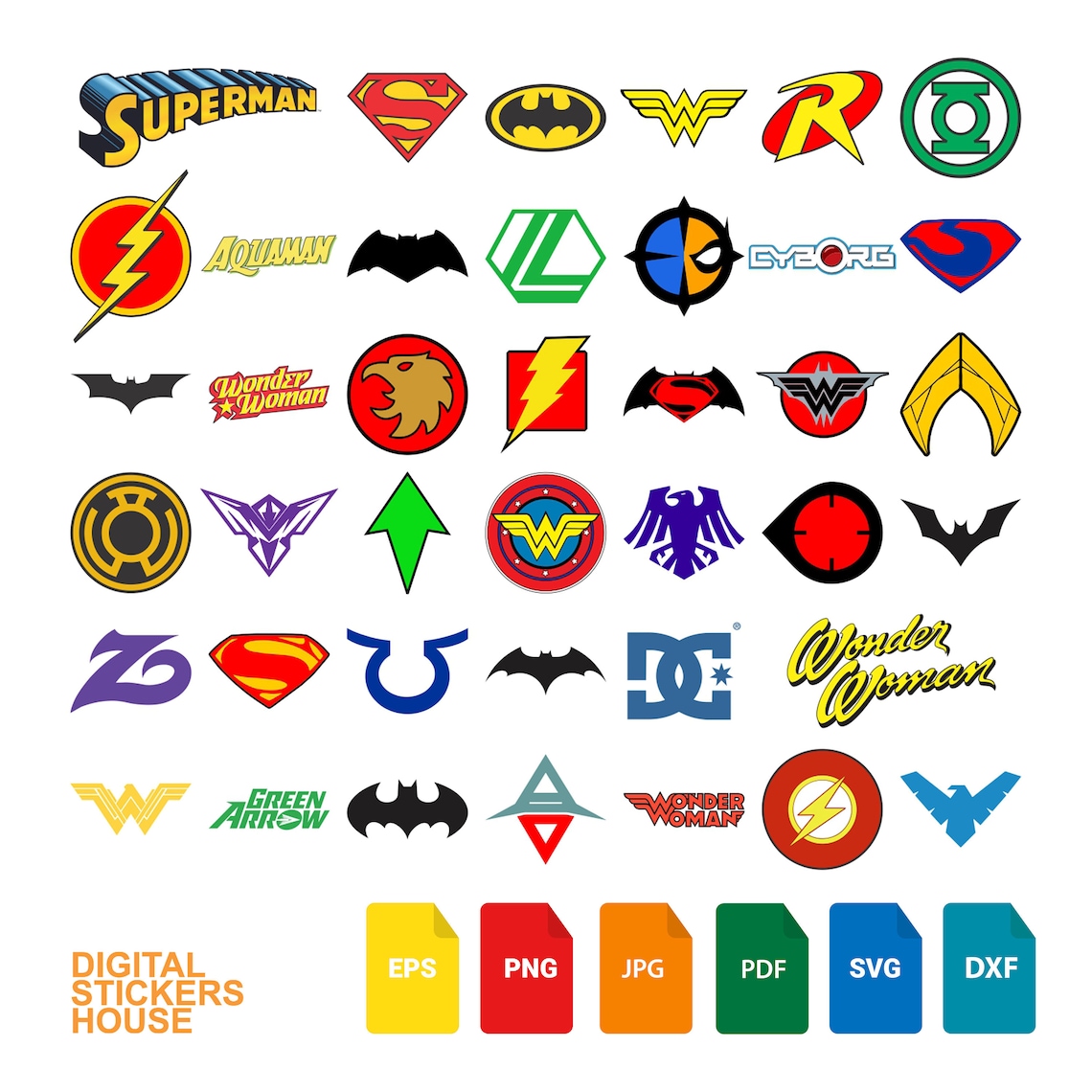 40 DC Super Hero Logo SVG Clipart and Cricut Degigns | Etsy