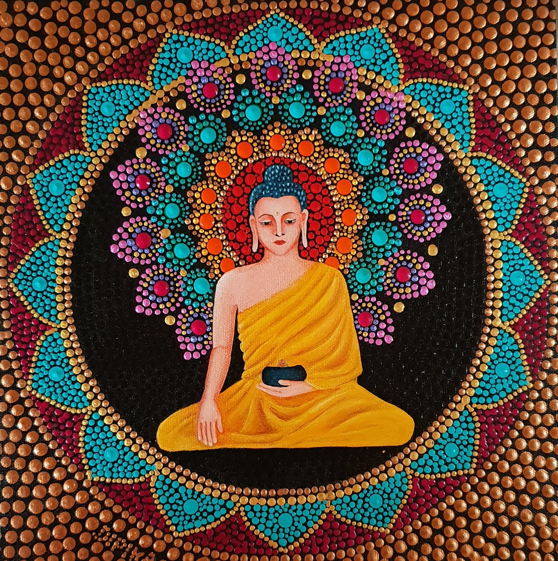 BUDDHA DOT MANDALA 2. Dot painting. Spiritual Art. Original | Etsy