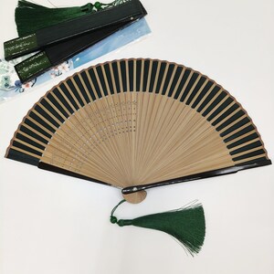 Retro Green Handheld Fan, Antiquity Hand Fan, Classical Fabric Folding ...