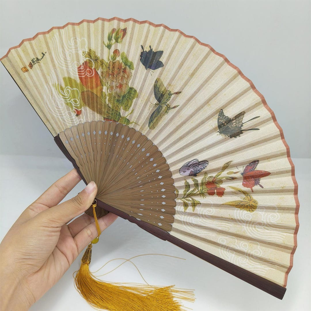 Beautiful Butterfly Hand Fan, Ancient Fabric Handheld Fan, Chinese ...