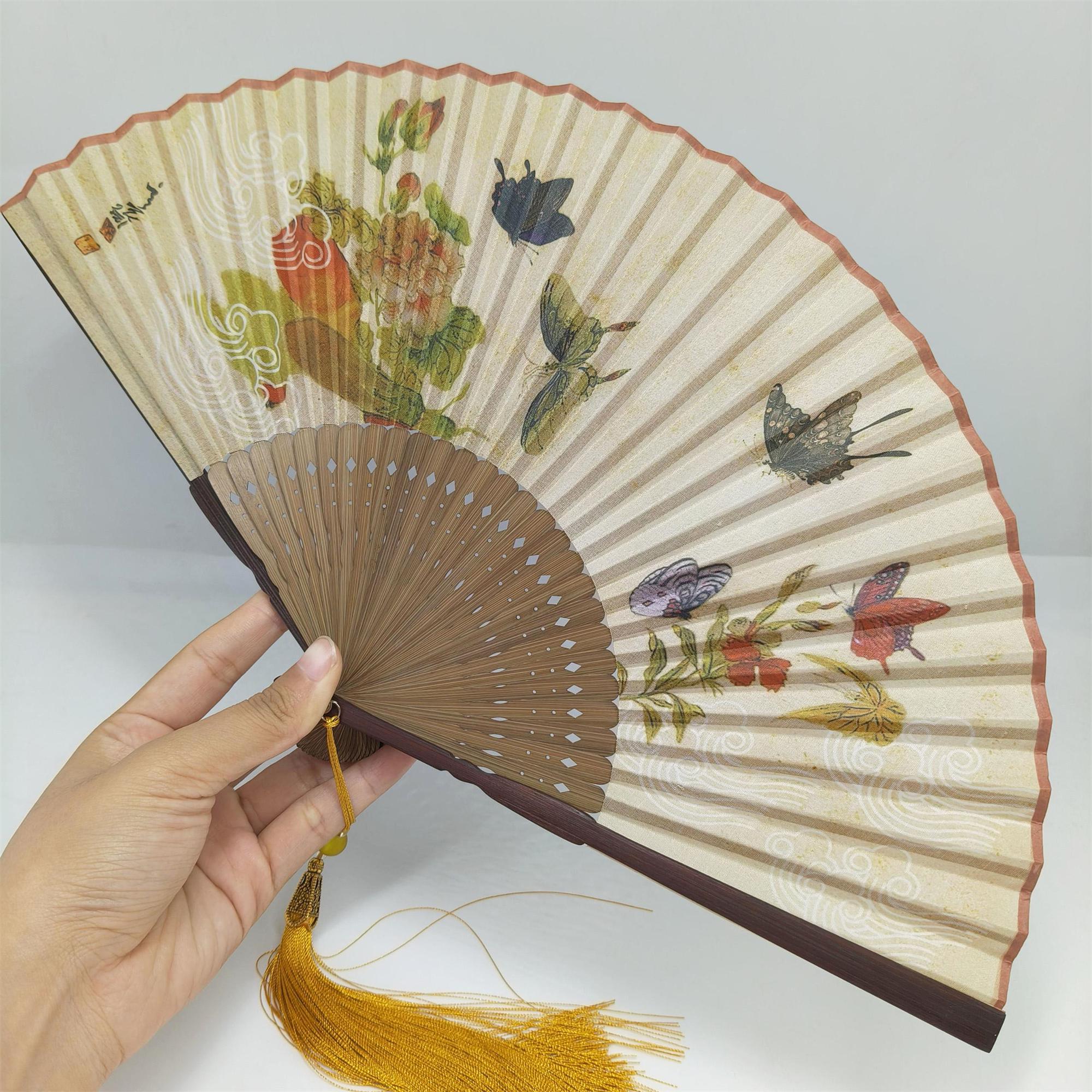 Cute Cat Handheld Fan, Antiquity Fabric Hand Fan, Classical Folding Fan ...