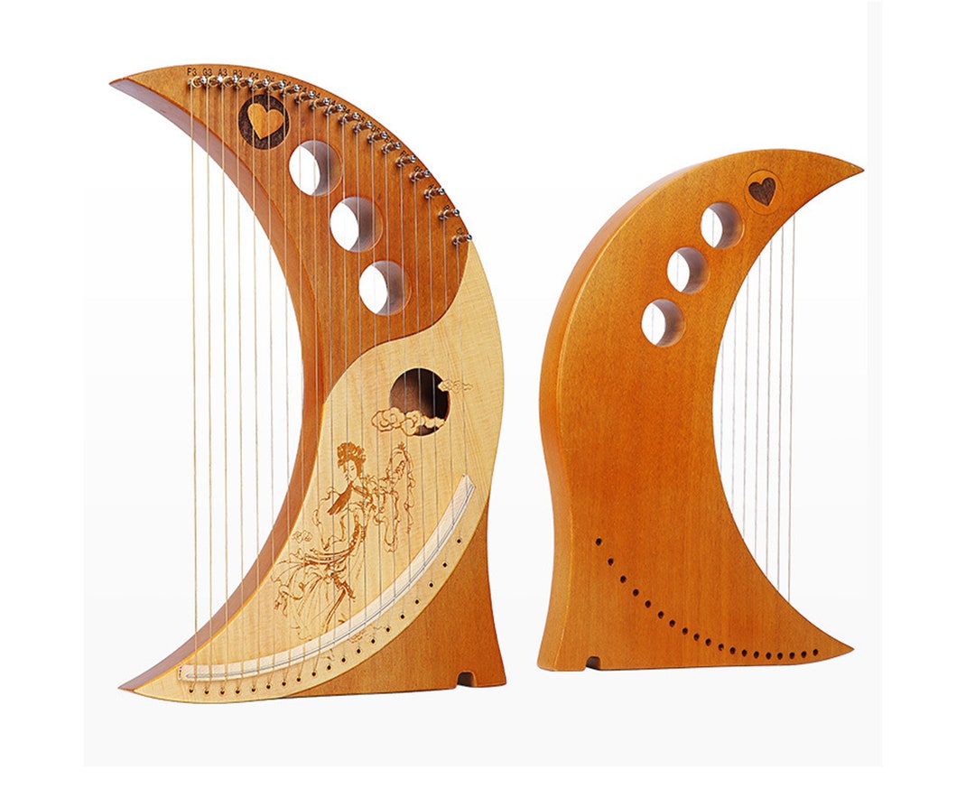 19 Solid Color Lyra, Beginner Musical Instrument, Moon Shape Wood Lyra ...