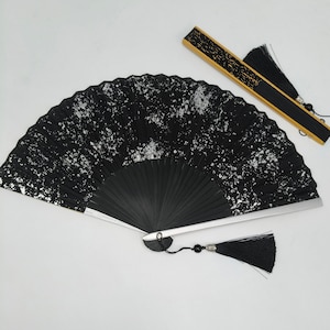 Sprinkling Golden Folding Fan, Japanese Silk Hand Fan, Classical Tassel ...