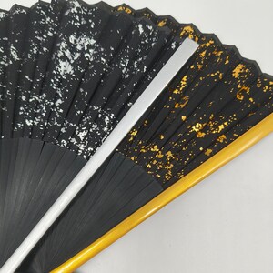 Sprinkling Golden Folding Fan, Japanese Silk Hand Fan, Classical Tassel ...