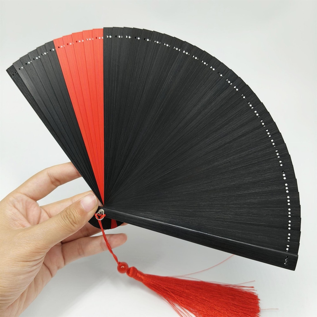 Vintage Red Black Folding Fan, Elegant Hand Fan, Mini Handheld Fan ...