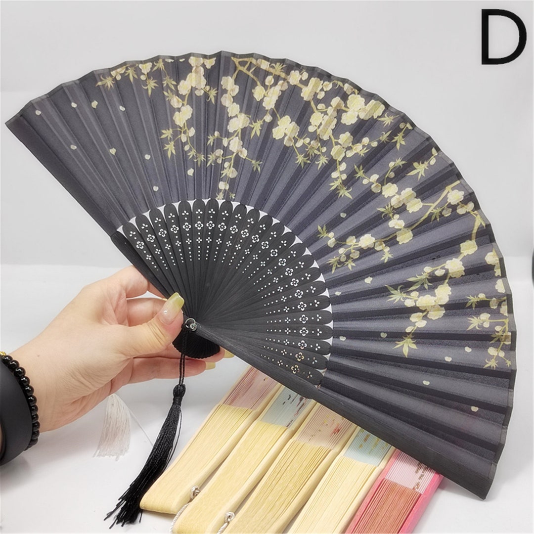 Sakura Floral Folding Fans, Japanese Bamboo Ribs Fan, Chinese Hanfu ...