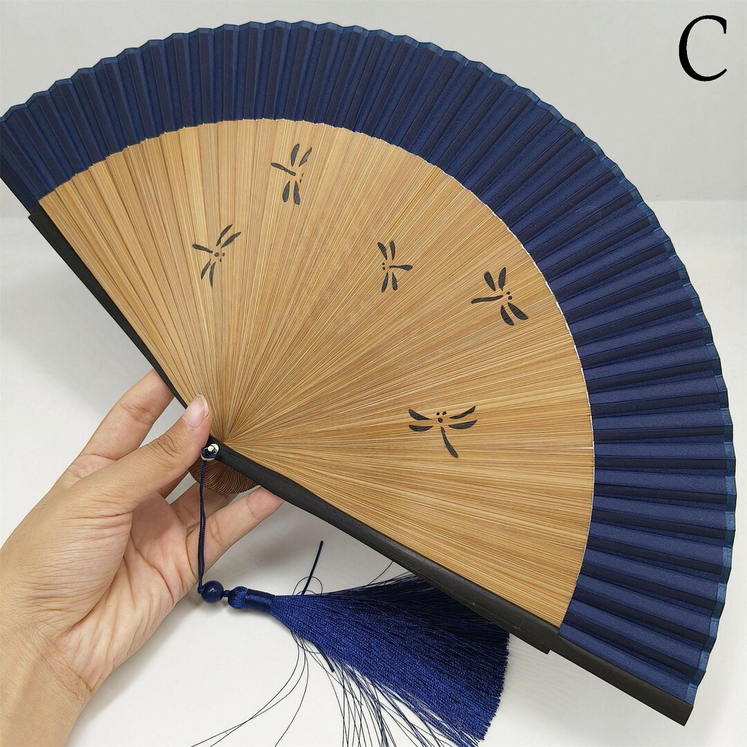 Rustic Fabric Hand Fan, Antiquity Bamboo Ribs Fan, Classical Handheld ...