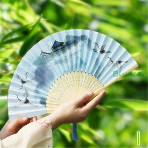 Plum Bossom Hand Fan, Flowers Bamboo Ribs Folding Fan, Summer Party ...