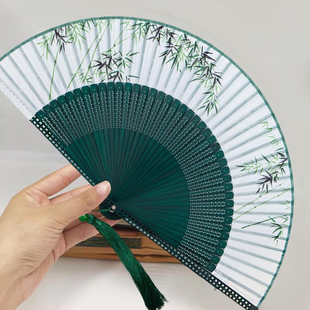 Bamboo Leaves Hand Fan, Portable Gradient Hollow Folding Hand Fans ...