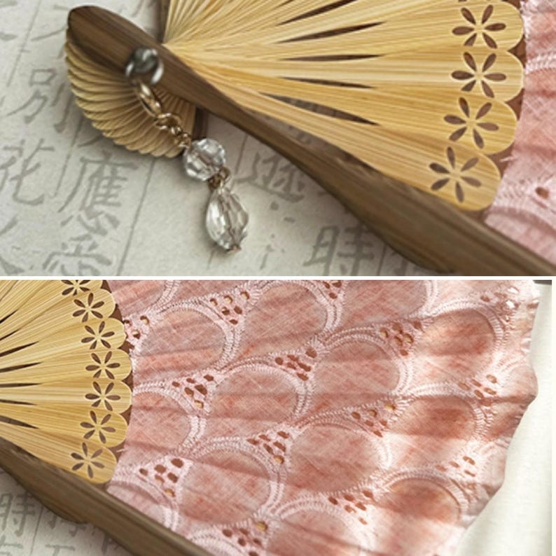 Embroidered Hollow-out Bamboo Folding Fan, Vintage Peacock Design ...