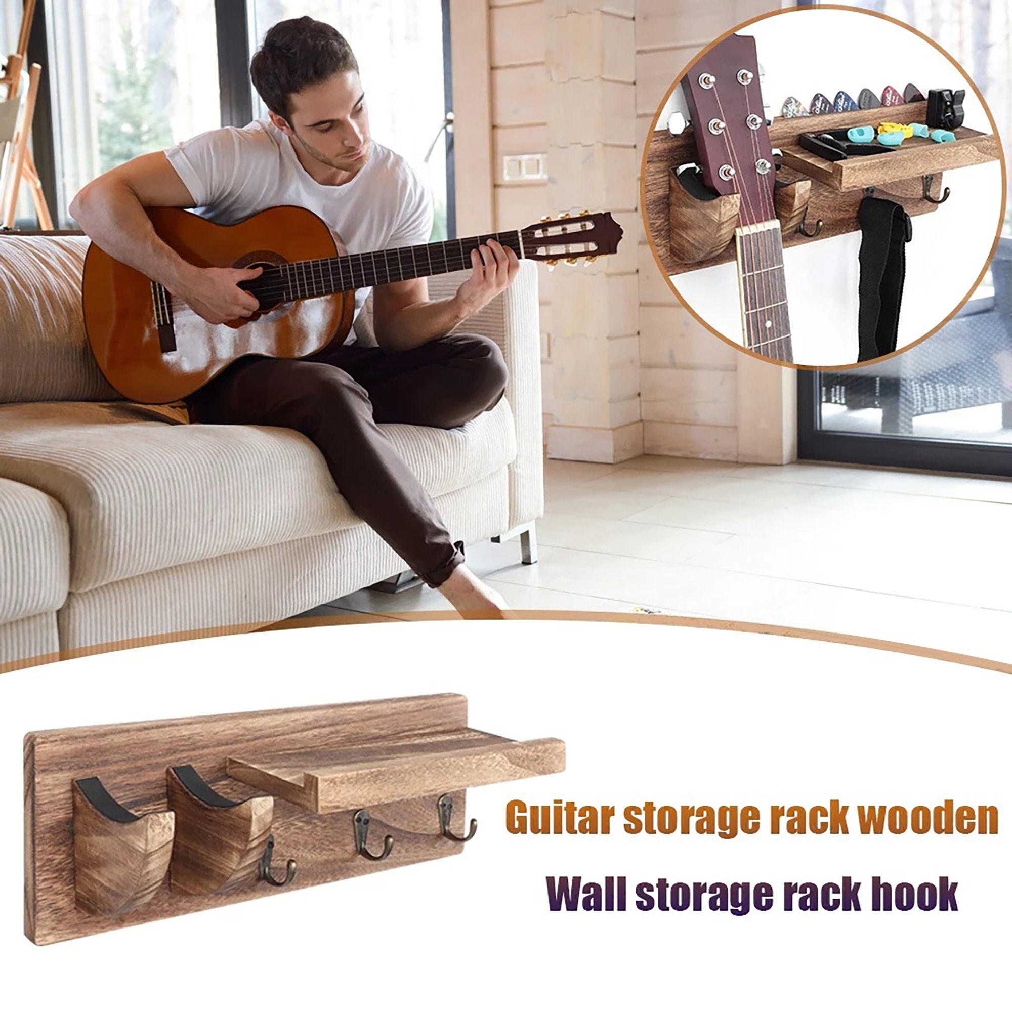 Wooden Storage Wall Hanger Multi-functional Wooden Guitar - Etsy