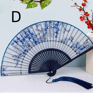 Elegant Flower Handheld Fan, Fabric Folding Fan, Vintage Silk Hand Fan ...