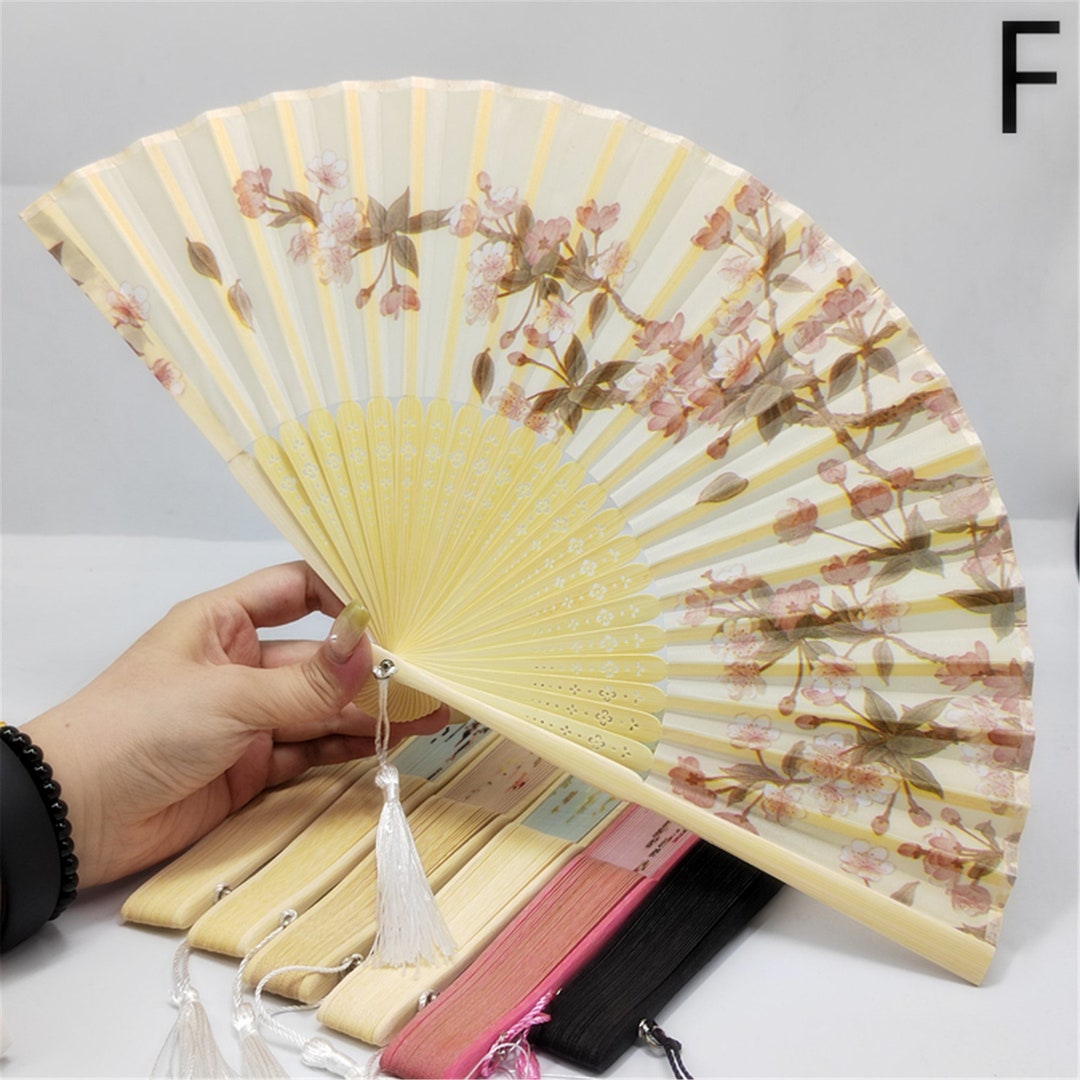 Vintage Floral Folding Fans, Japanese Bamboo Ribs Fan, Chinese Hanfu ...