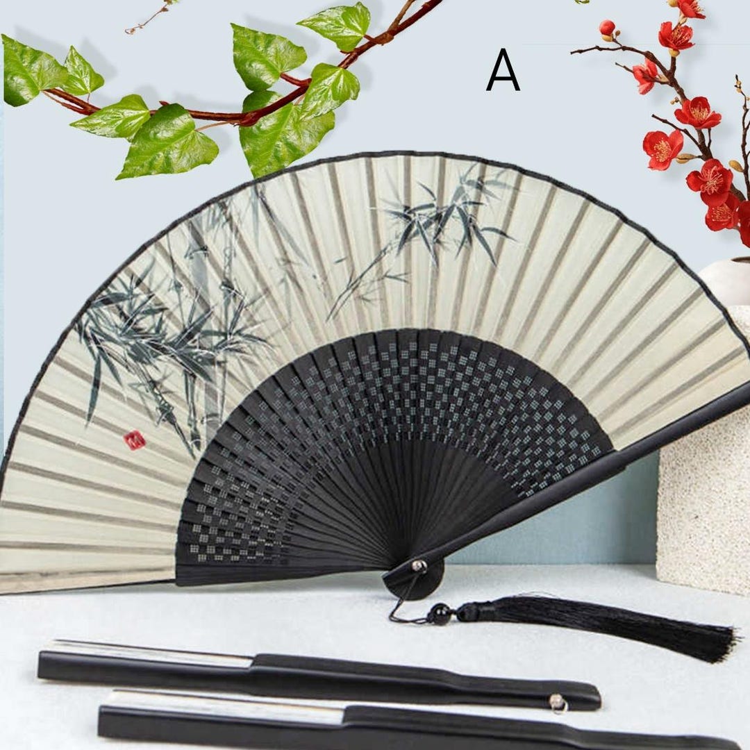 Silk Bamboo Hand Held Fan, Summer Party Favor Prom Fan,minimalism ...