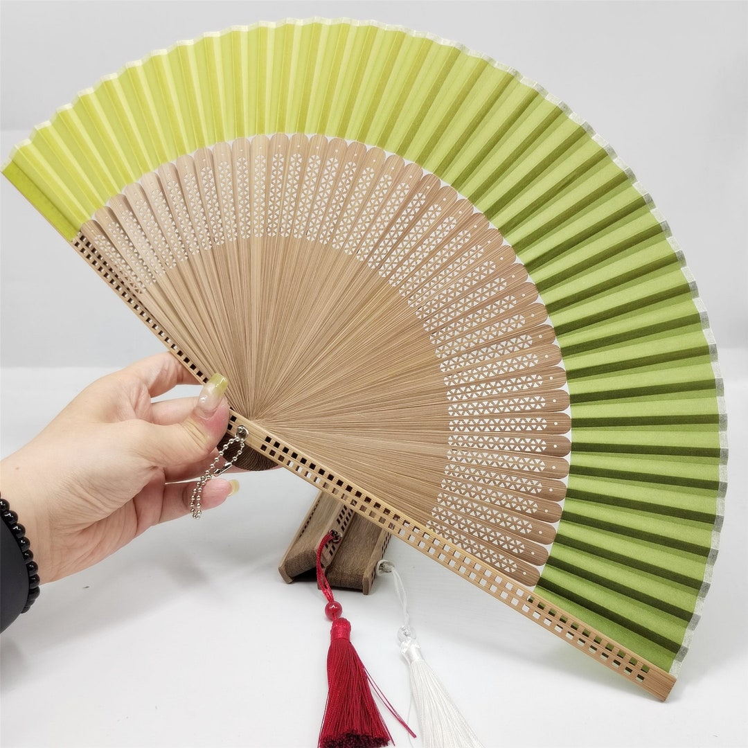 Gradient Green Bamboo Fan, Minimalism Folding Hand Held Fan, Party ...