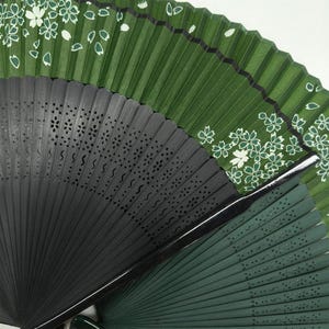 Elegant Sakura Handheld Fan, Peacock Green Hand Fan, Retro Hanfu ...