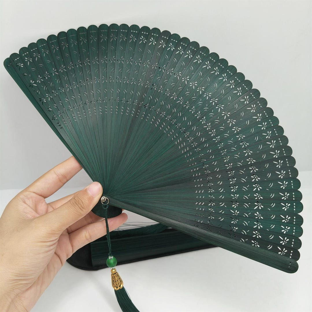 Peacock Green Mini Hand Fan, Fan With Dragonfly Motif, Antiquity ...