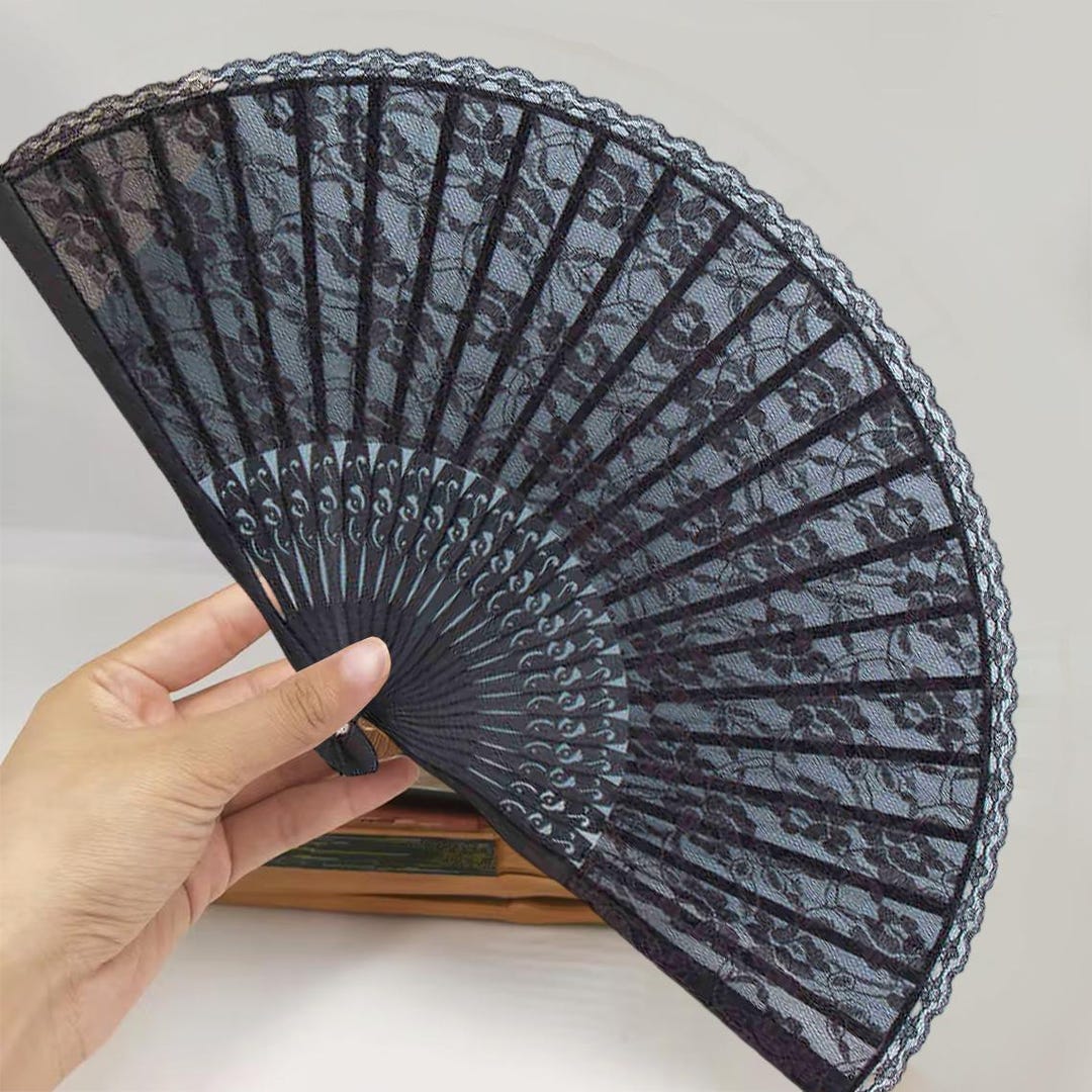 Elegant Lace Handheld Fan, Gothic Cosplay Purple Folding Fan, Lace ...