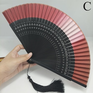Gradient Classical Hand Fan, Bamboo Ribs Folding Fan, Bridal Wedding ...
