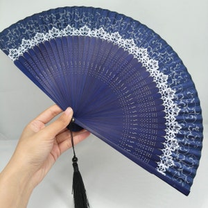 Purple Crown Silk Hand Fan, Elegant Bamboo Ribs Fan, Folding Fan With ...