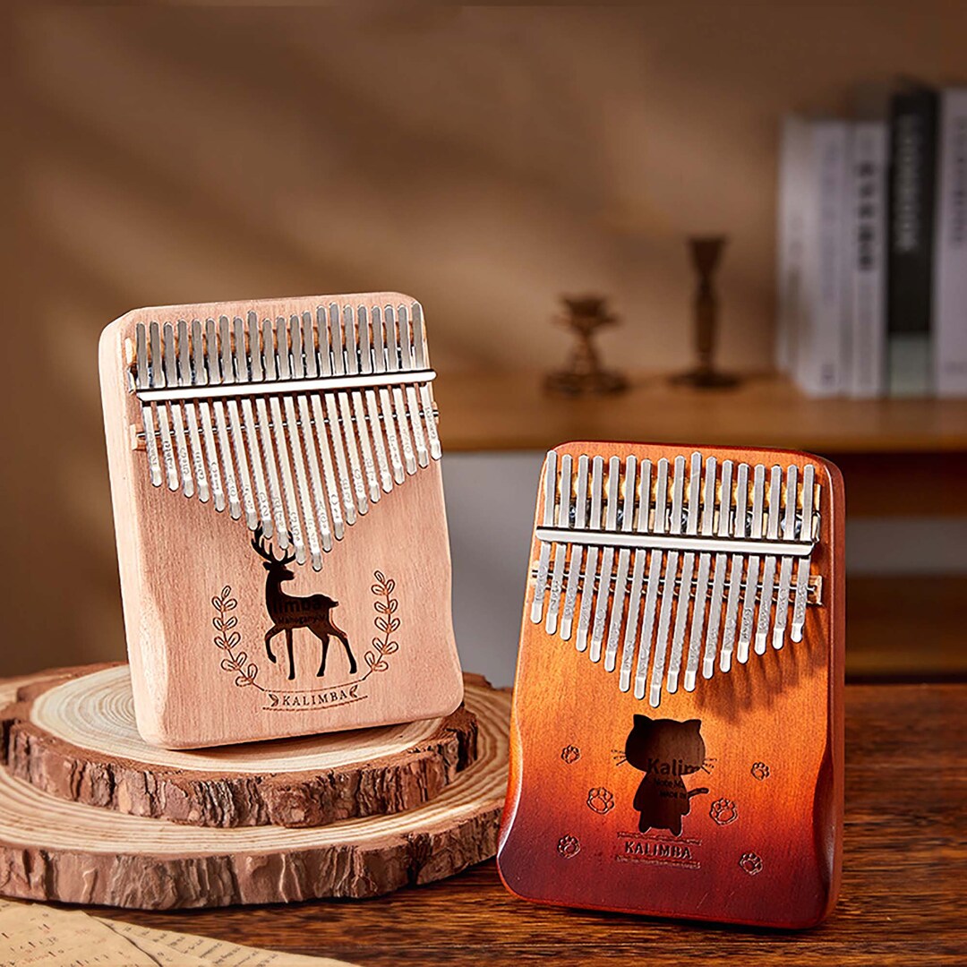 21 Keys Cute Deer Carved Patterns Thumb Piano Gradient Color - Etsy