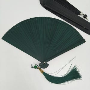 Elegant Minimalism Bamboo Fan, Vintage Green Folding Fan, Antiquity ...