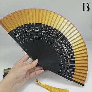 Gradient Blue Folding Fan, Vintage Silk Bamboo Fan, Minimalism Hand ...
