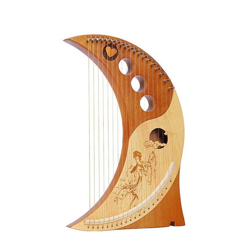 19 Solid Color Lyra, Beginner Musical Instrument, Moon Shape Wood Lyra ...