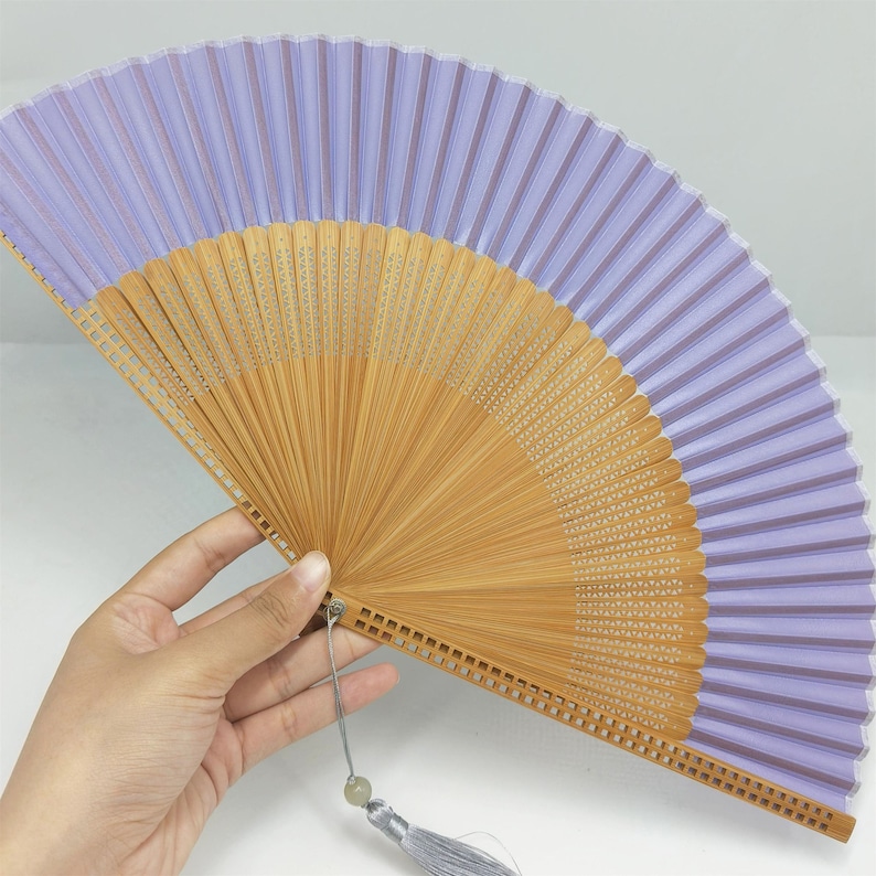 Black Minimalism Silk Hand Fan, Bamboo Ribs Handheld Fan, Rustic Fabric ...