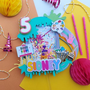 Art Paint Theme Cake Topper, Cake Topper, Art Birthday, Paint Birthday ...