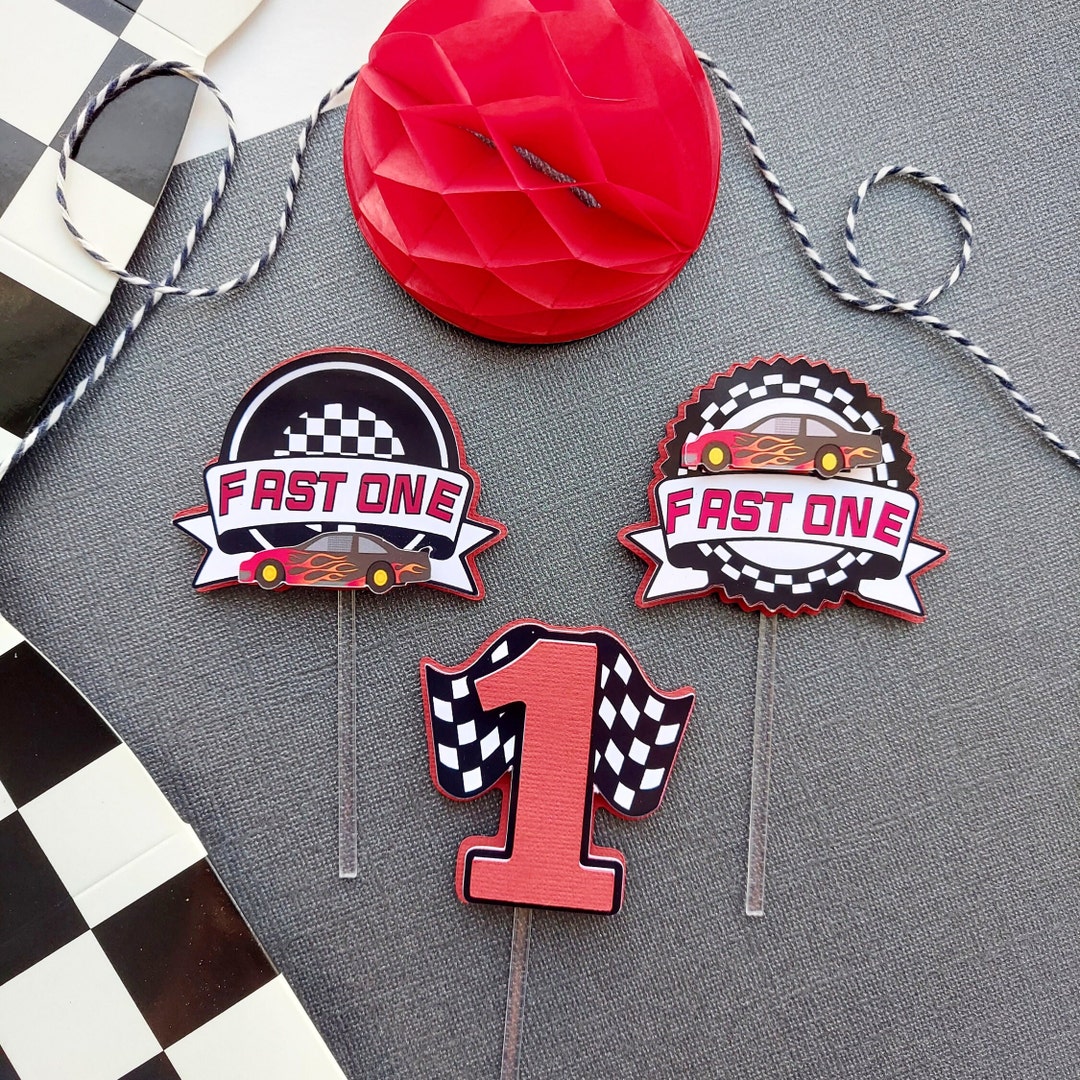 Fast One Cupcake Toppers, Racecar Cupcake Toppers, Race Party, Racecar ...