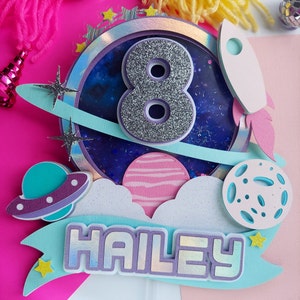 Space Cake Topper, Galaxy Cake Topper, Rocket Ship Cake Topper, Outer ...