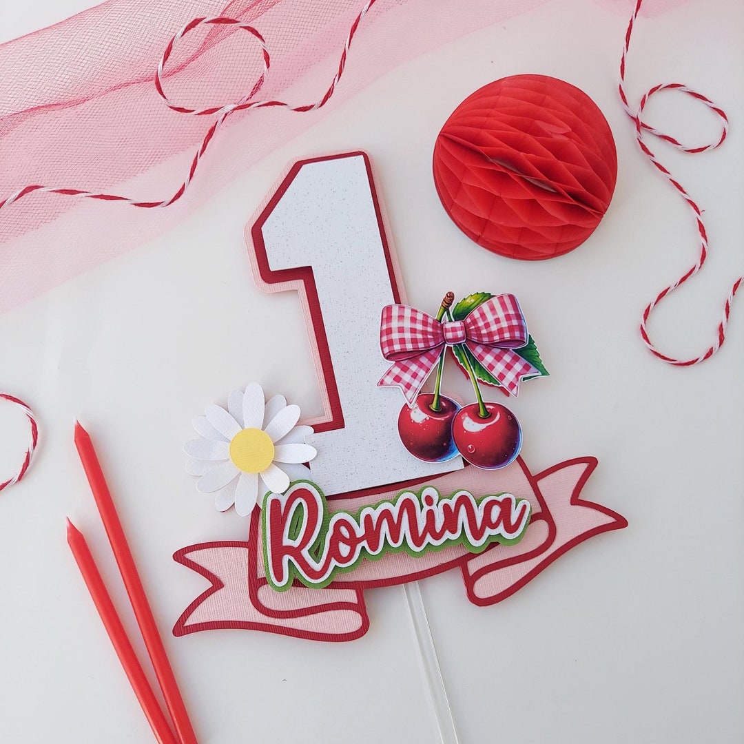 Cherry First Birthday Cake Topper, Cherry Party Decor, Cherry Cake ...