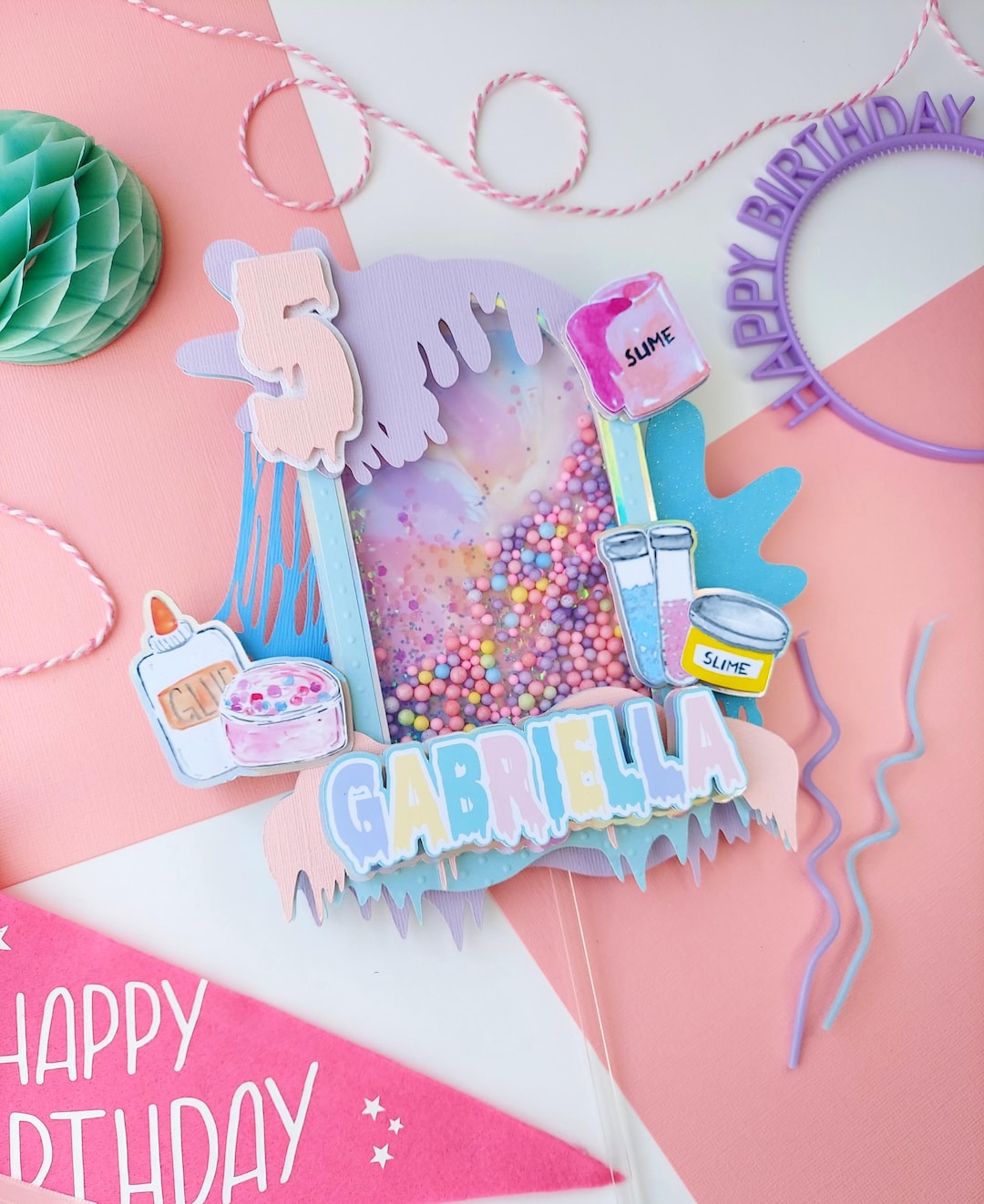 Slime Cake Topper, Slime Theme Cake Topper, Slime Birthday, Slime Cake ...