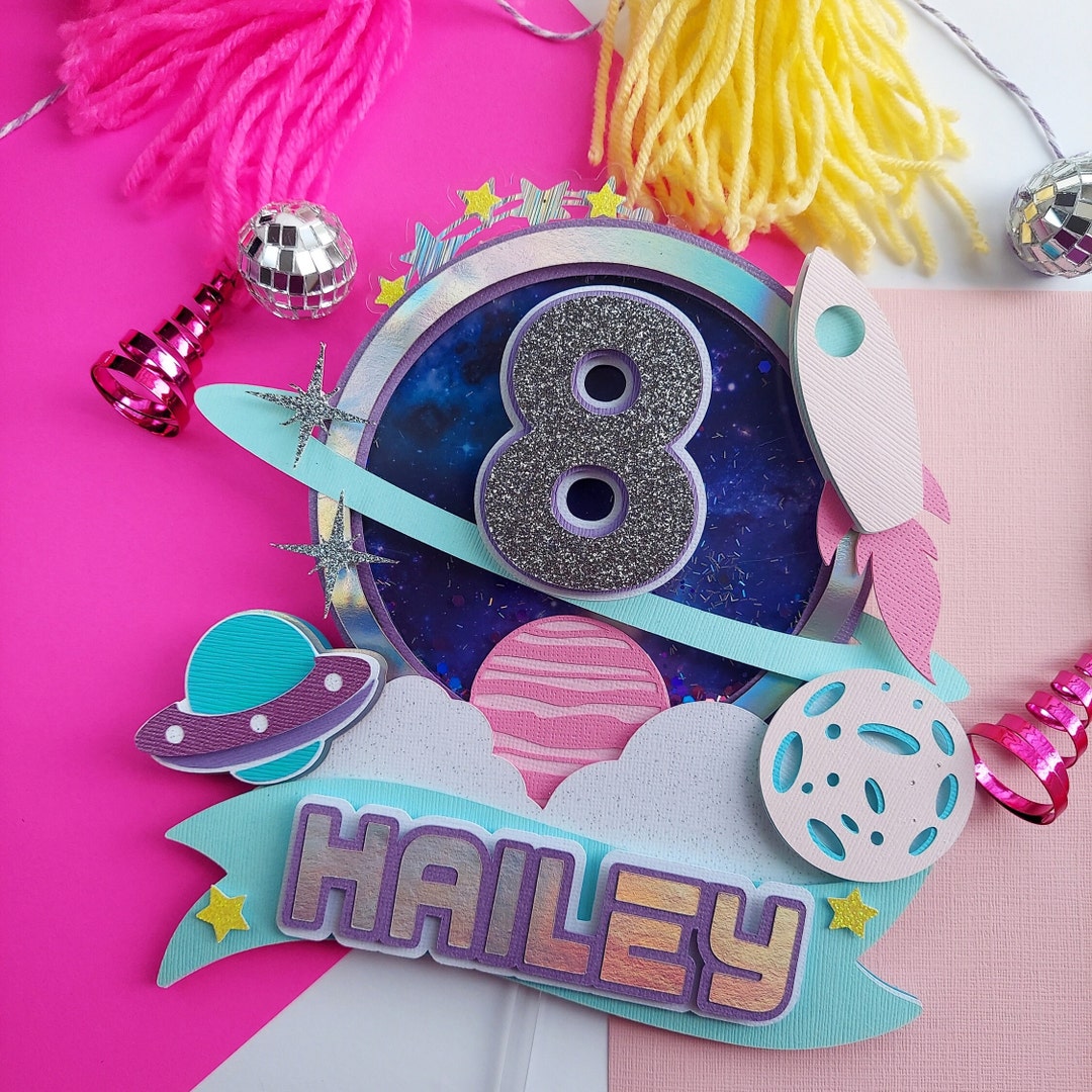 Space Cake Topper, Galaxy Cake Topper, Rocket Ship Cake Topper, Outer ...