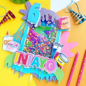 Slime Theme Cake Topper, Cake Topper, Slime Birthday, Slime Cake Topper ...