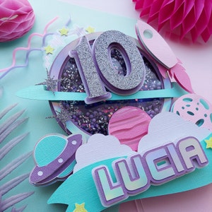 Space Cake Topper, Galaxy Cake Topper, Rocket Ship Cake Topper, Outer ...