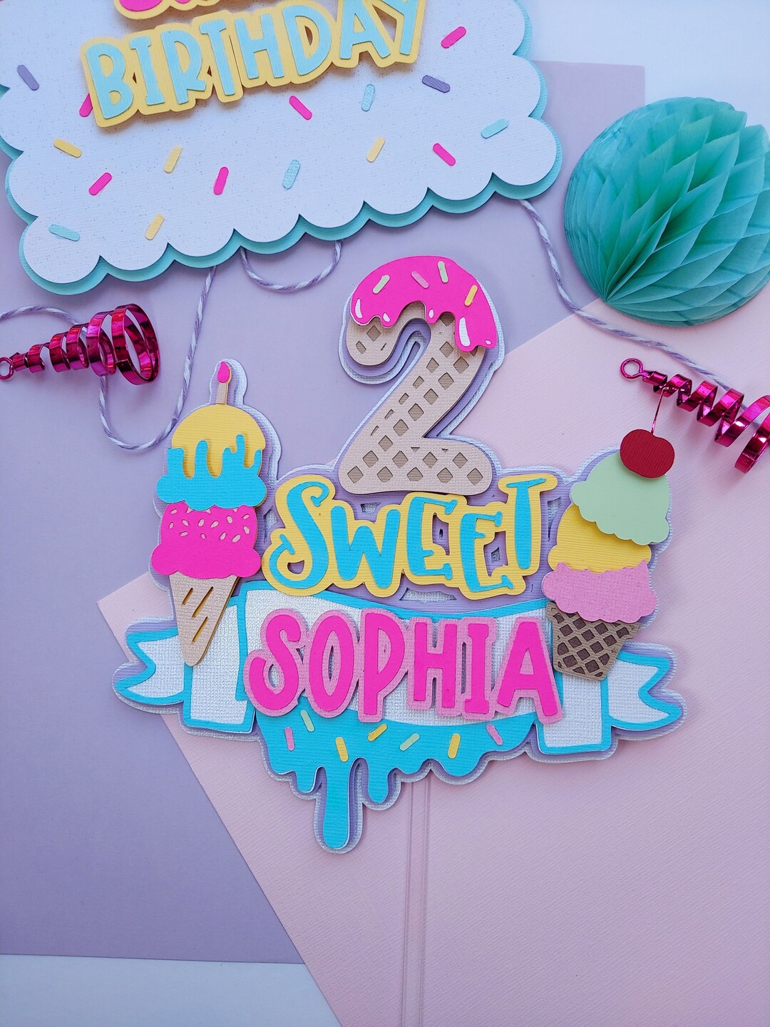 Two Sweet Cake Topper/ Two Sweet Cake Topper/ Ice Cream Cake Topper ...